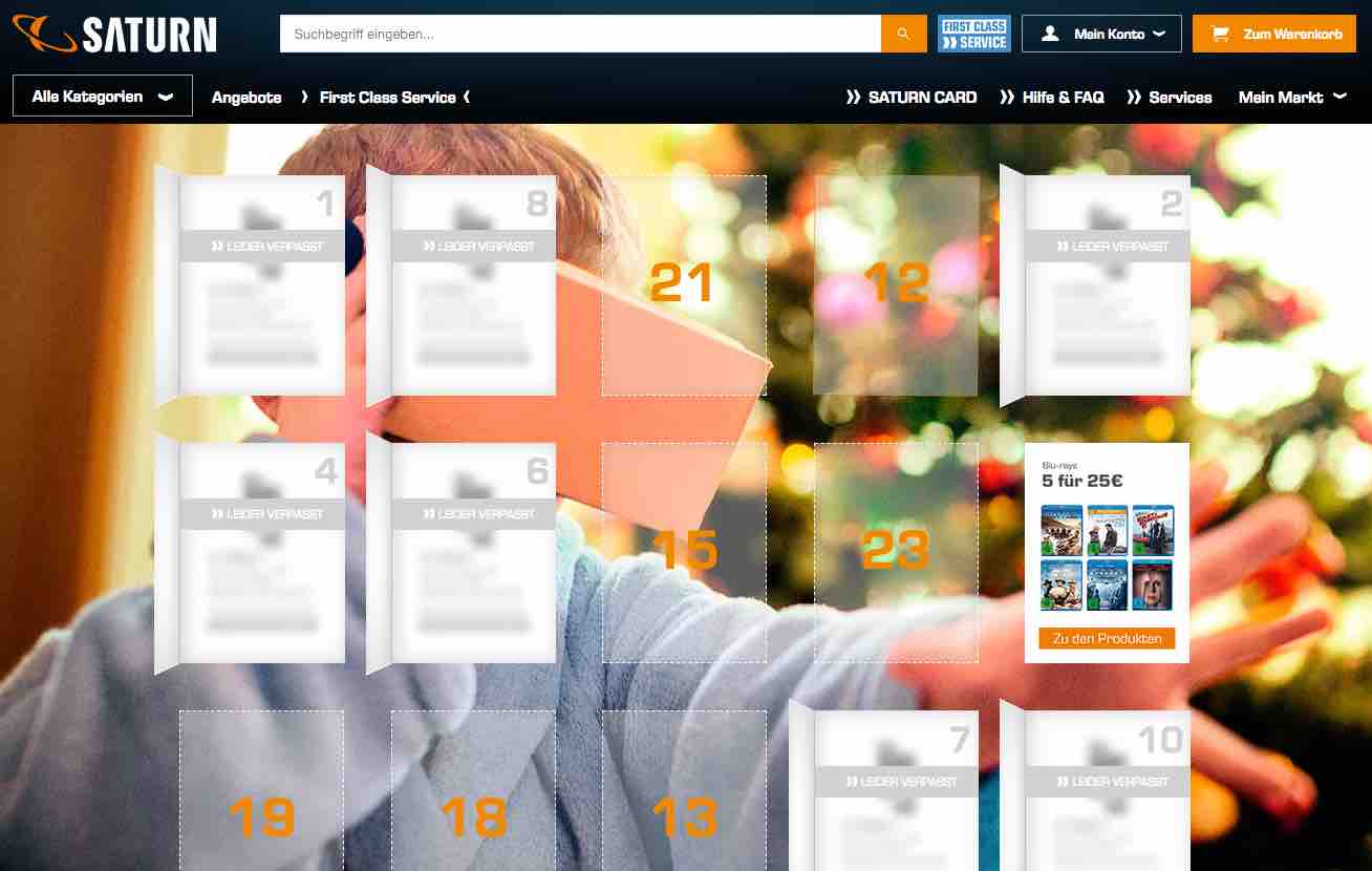 Saturn Adventskalender - tägliche Mega-Rabatte sichern!
